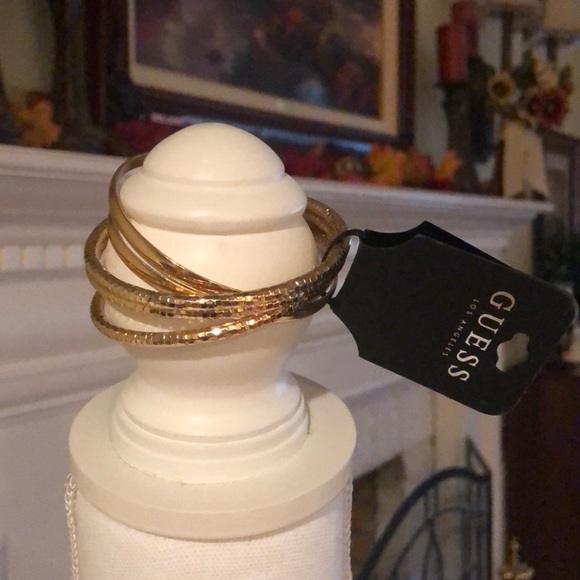 Guess | Jewelry | Nwt Guess Gold Color Bangle Bracelets 5 Bracelets ...